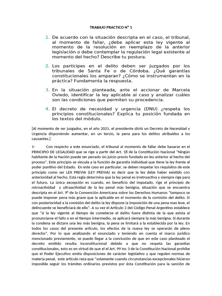 TP 1 (85%), TP 2 (85%), TP 3 (80%) Derecho Penal General | PDF
