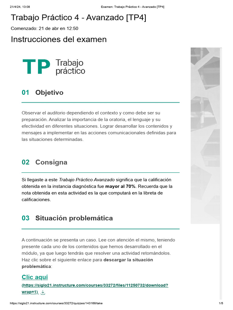 Examen_ Trabajo Práctico 4 - Avanzado [TP4] | PDF