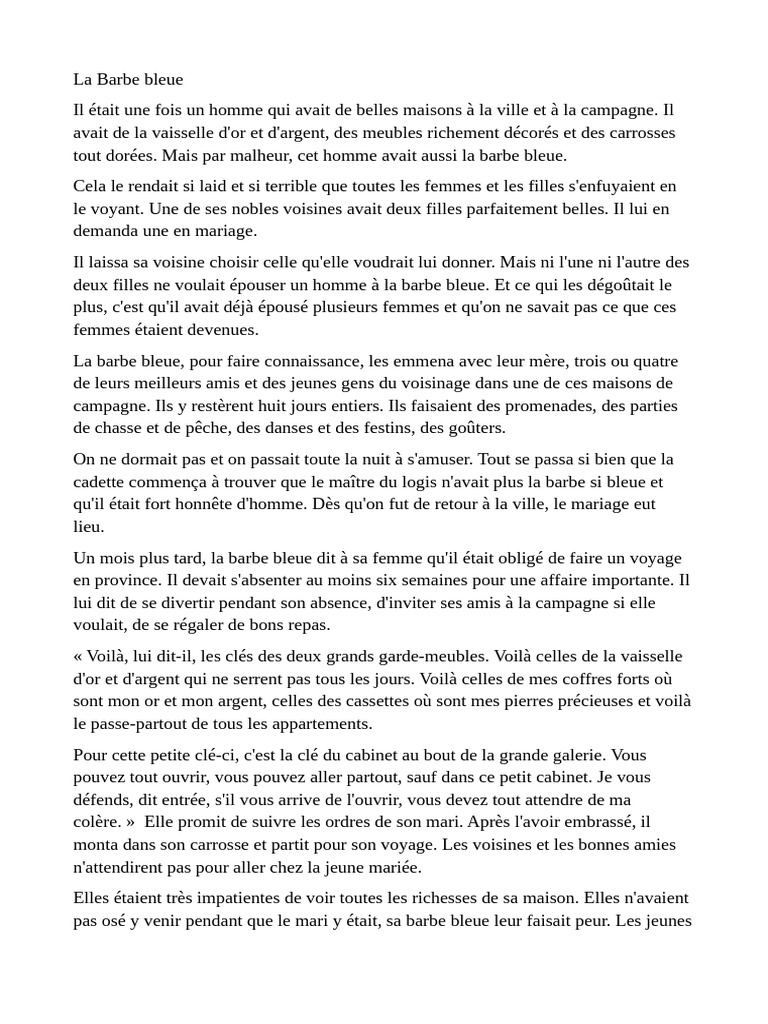 La Barbe Bleue Tapuscrit | PDF