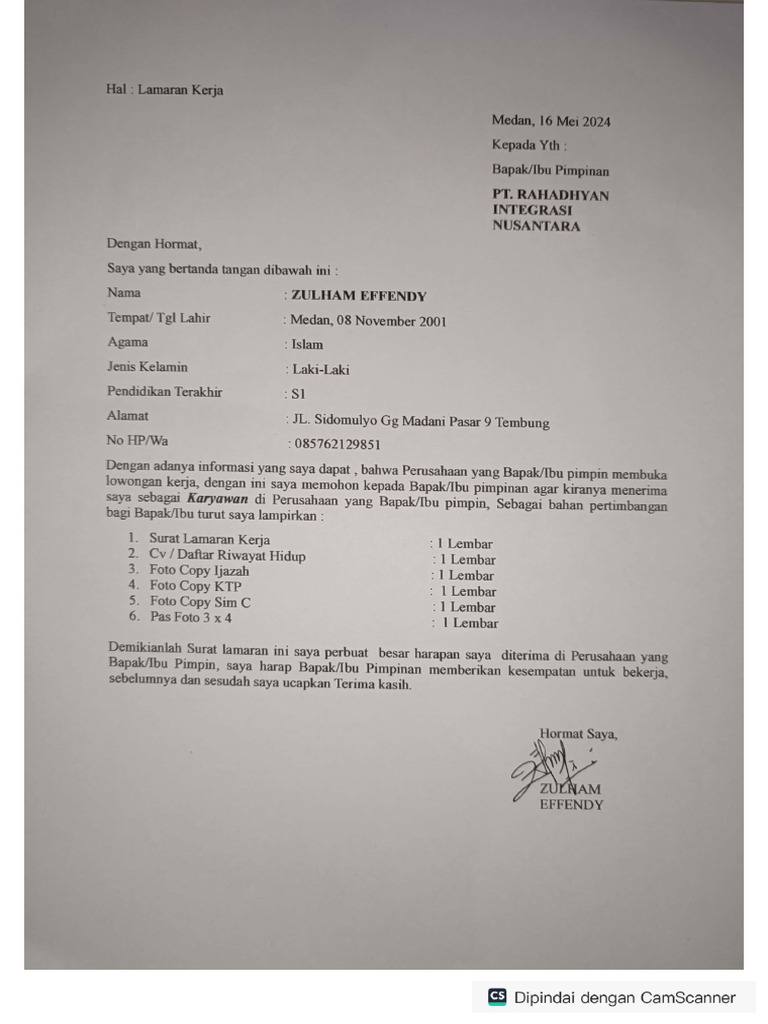 Staff Pendataan - Zulham Effendy - Medan | PDF