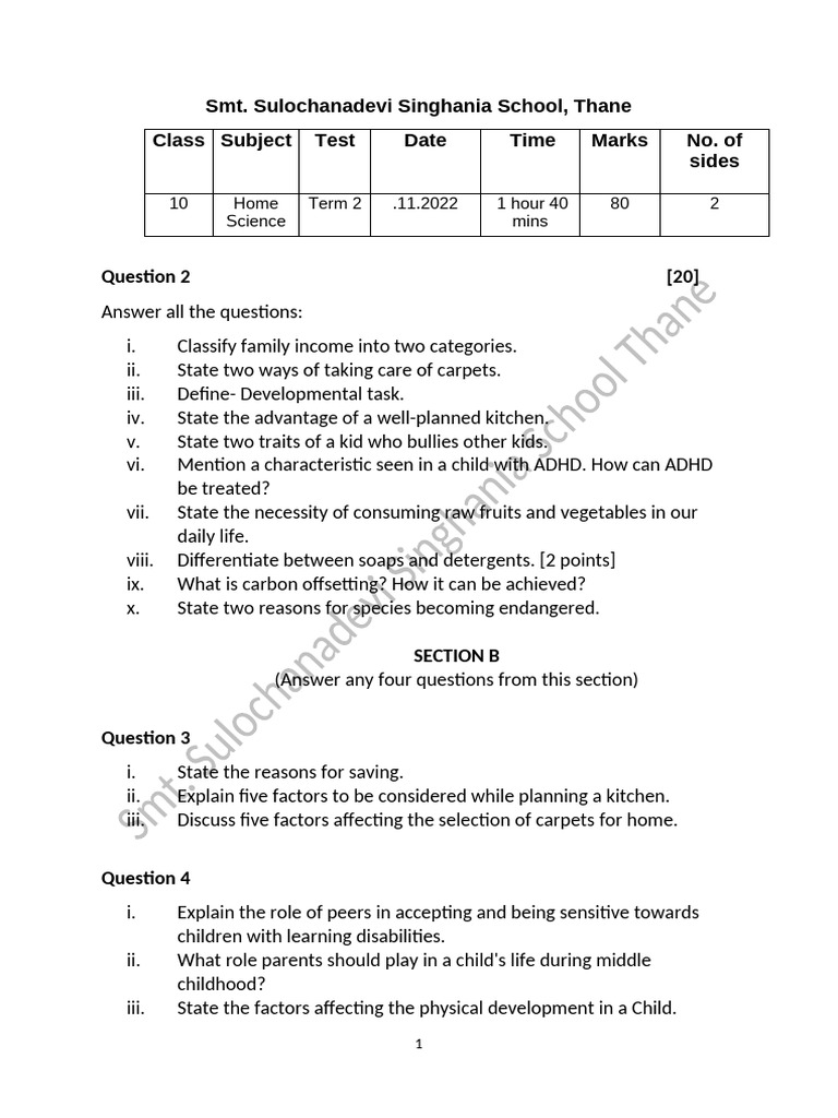 Sulochanadevi Term 2 H.Sc. Paper | PDF