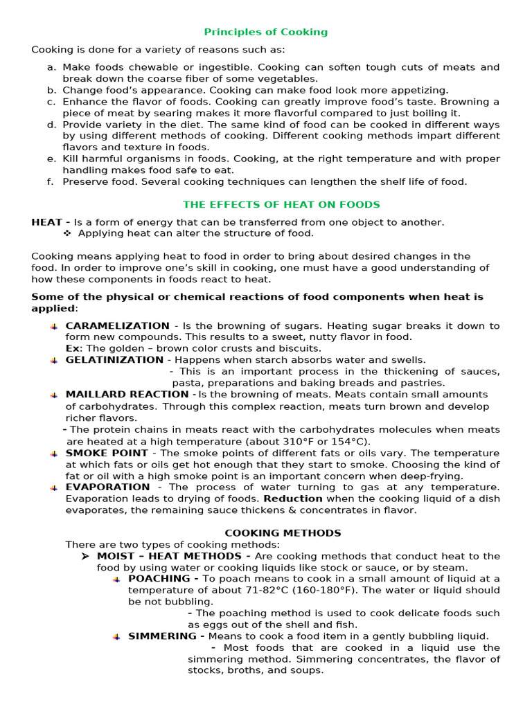 Principles of Cooking | PDF