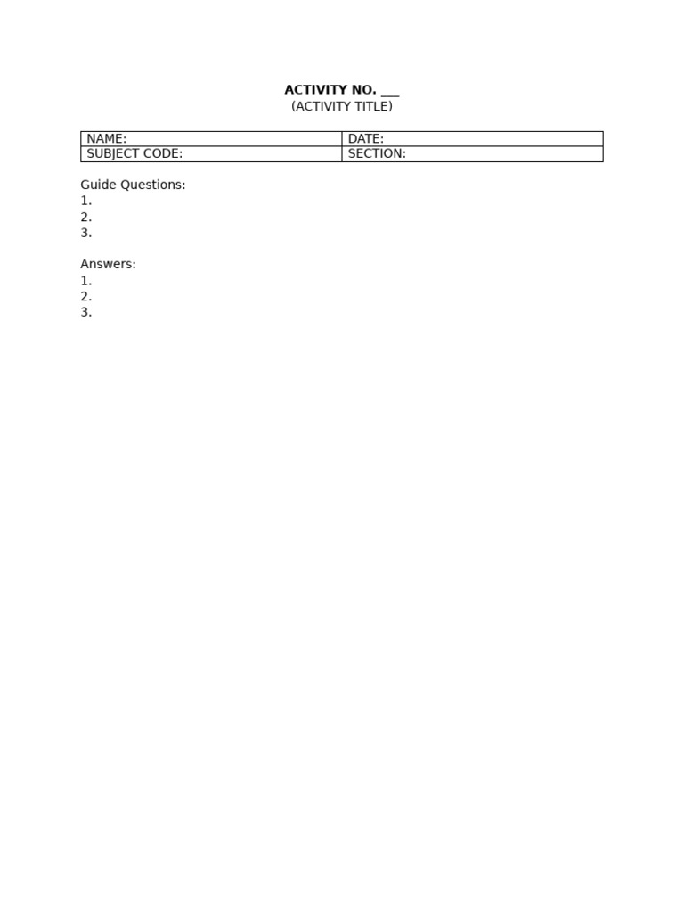 Activity Template | PDF