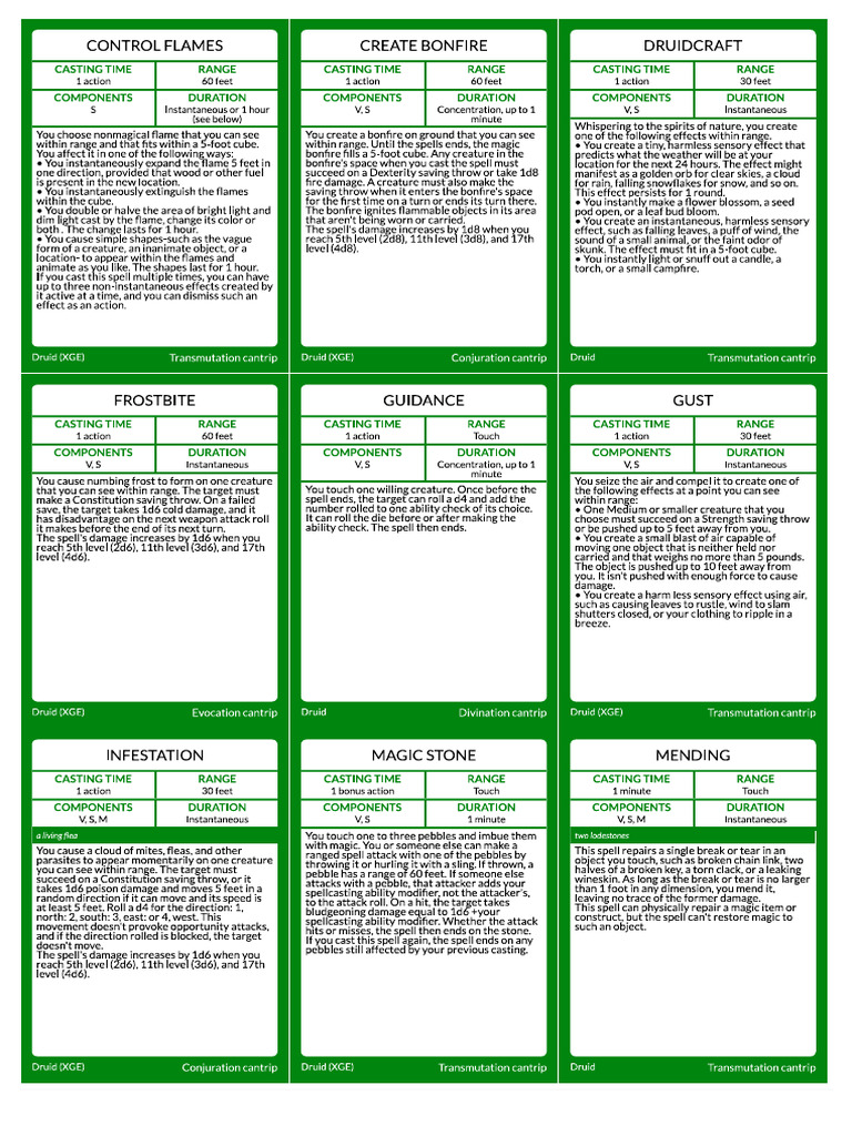 DND Druid Spells | PDF