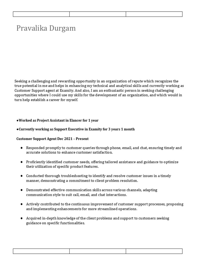 Pravalika Durgam: Career Objective | PDF