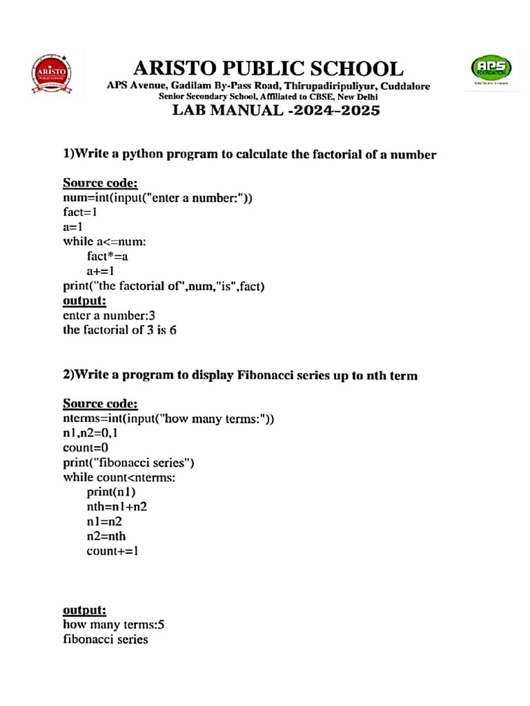 CS Lab Manual | PDF CS Lab Manual | PDF