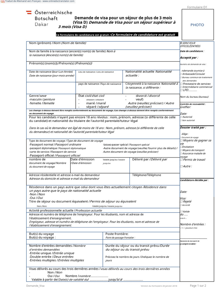 Antragsformular Visum | PDF
