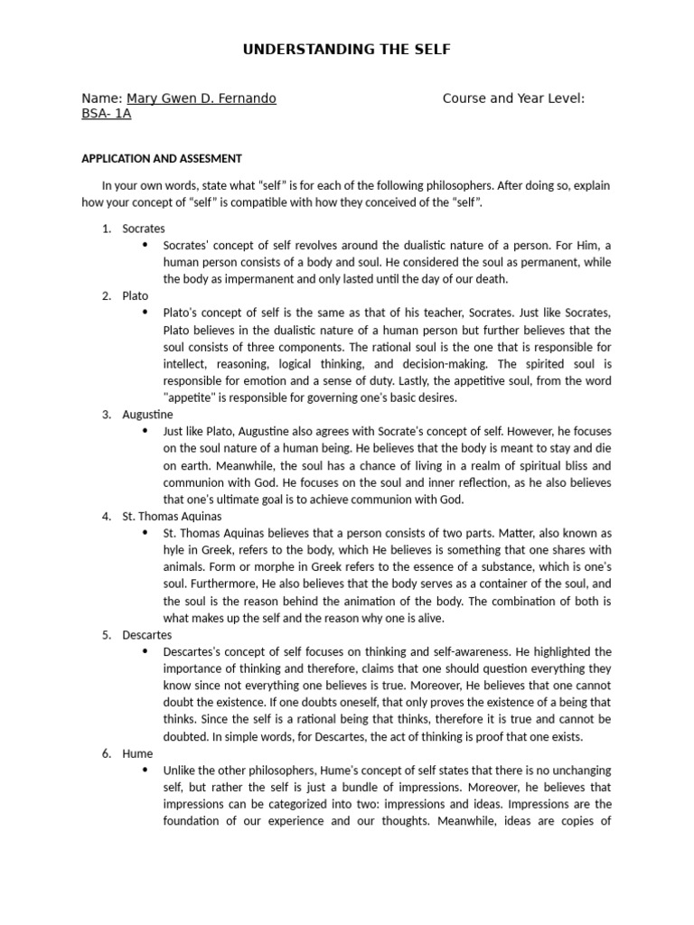 Understanding The Self Module 1 Activities | PDF