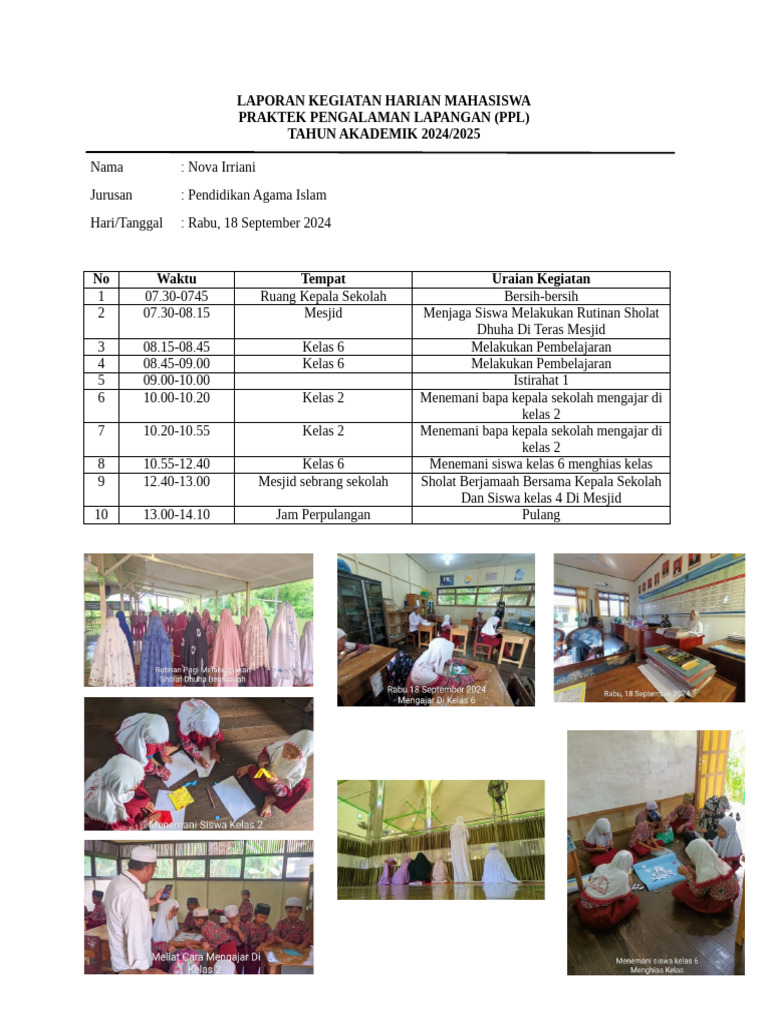 Laporan PPL B (Nova Irriani) | PDF