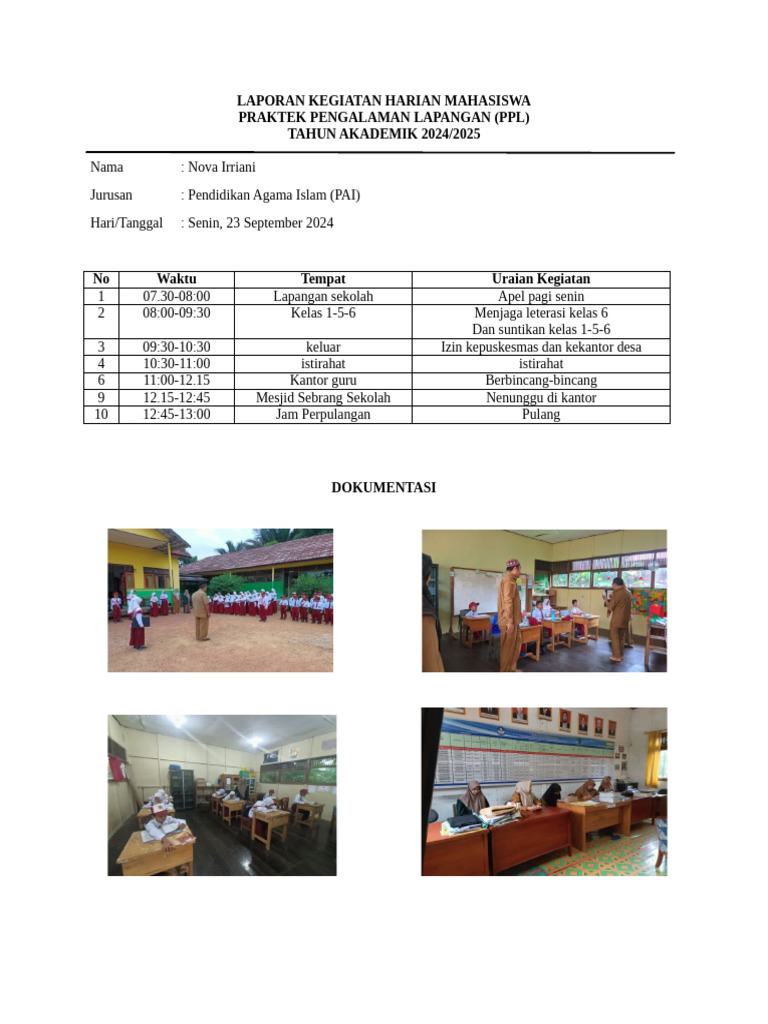 Laporan PPL B (Nova Irriani) | PDF