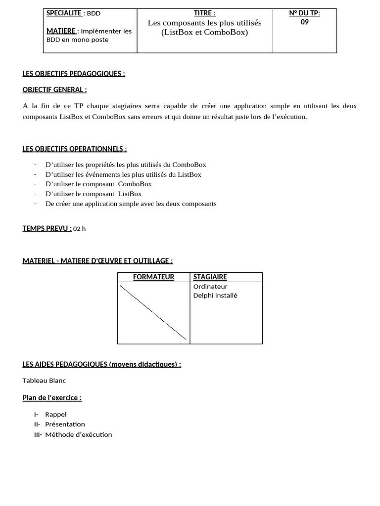 Plan de Lecon IMP BDD | PDF