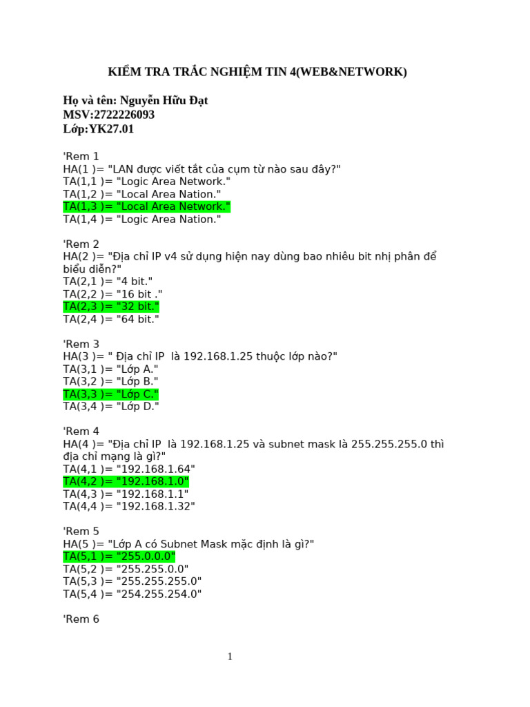Kiem Tra Tin 4 - Nguyen Huu Dat Yk27.01 | PDF