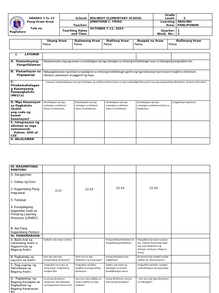 DLL - Apan 3 Q1W2 | PDF