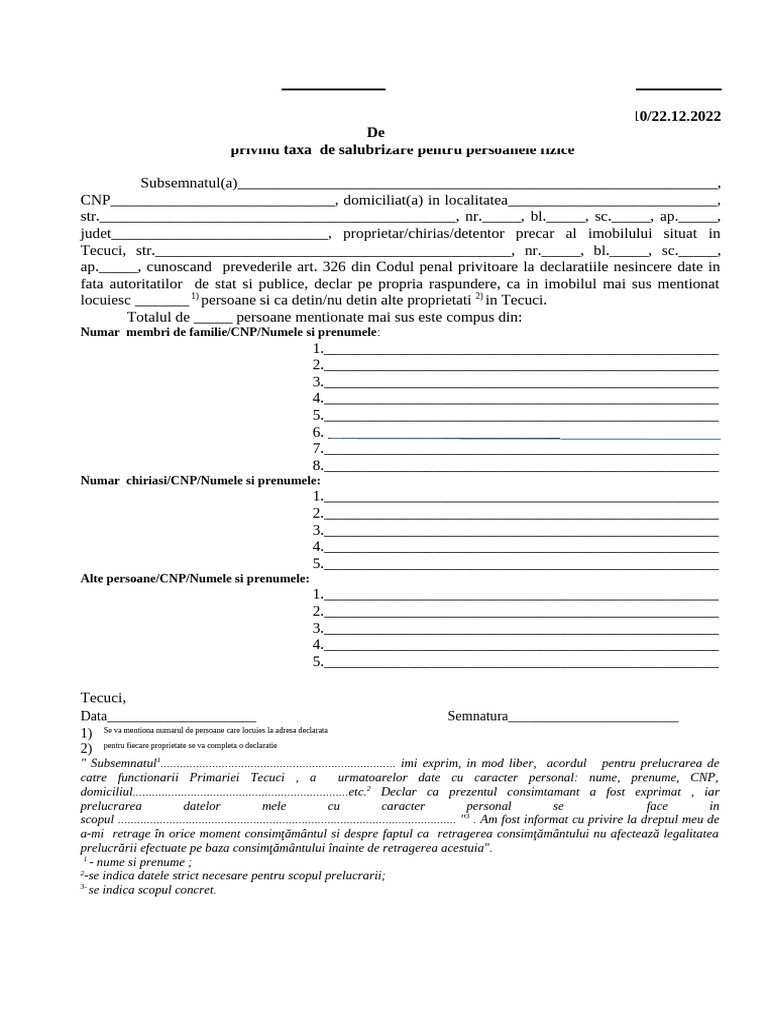 Anexa 4 Declaratie Salubrizare PF | PDF