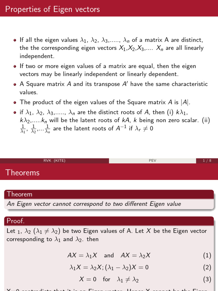 Properties of Eigen Values | PDF