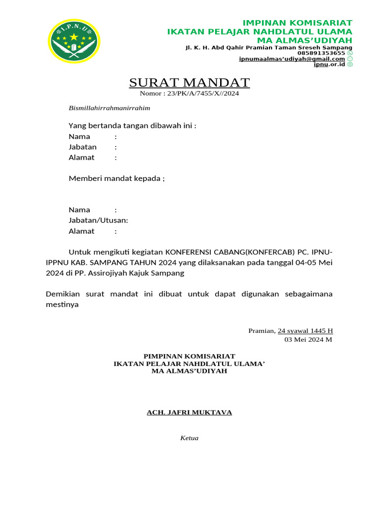 Surat Mandat | PDF