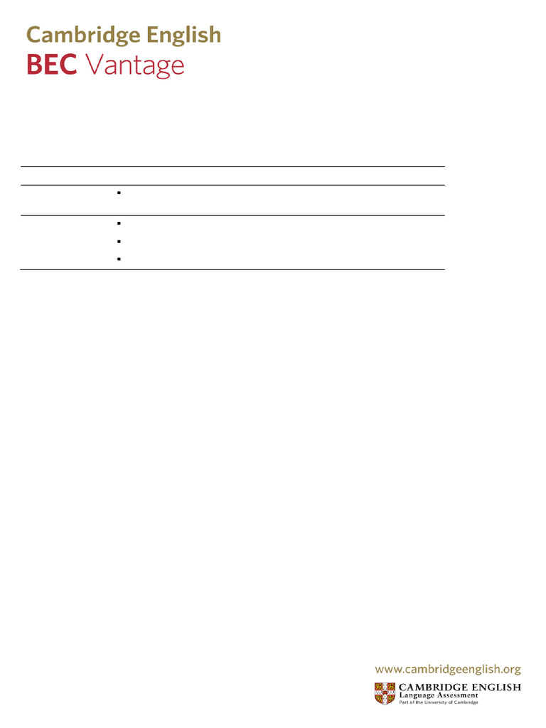 Cambridge English Business Vantage Bec Vantage Speaking Part 2 | PDF