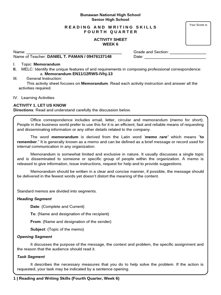 Q4 RWS WK6 Las | PDF