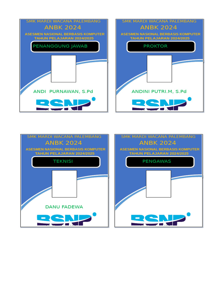 ID Card Panitia Anbk | PDF