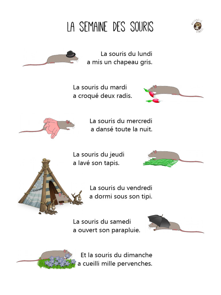 La Semaine Des Souris Paroles Comptine | PDF