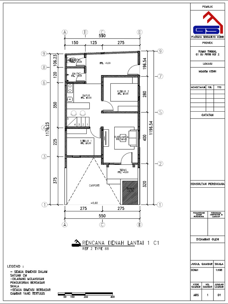 00 - Rencana Denah Ref2 - c1 Bu Putri | PDF