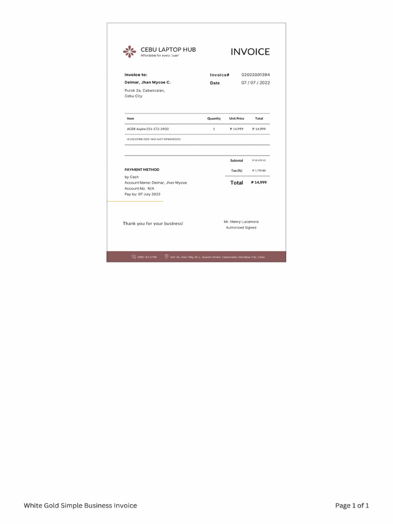 White Gold Simple Business Invoice - 20240501 - 090242 - 0000 | PDF