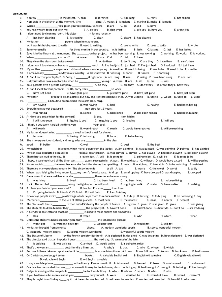 2016 Grammar Section | PDF
