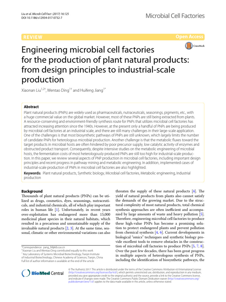 Engineering Microbial Cell Factories For The Production of Plant Natural Products: From Design ...