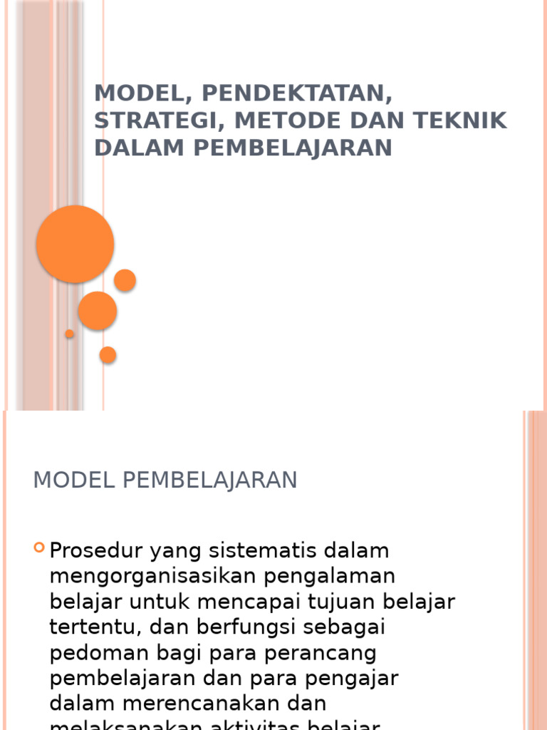 Hakikat Model, Pendekatan, Strategi, Metode | PDF