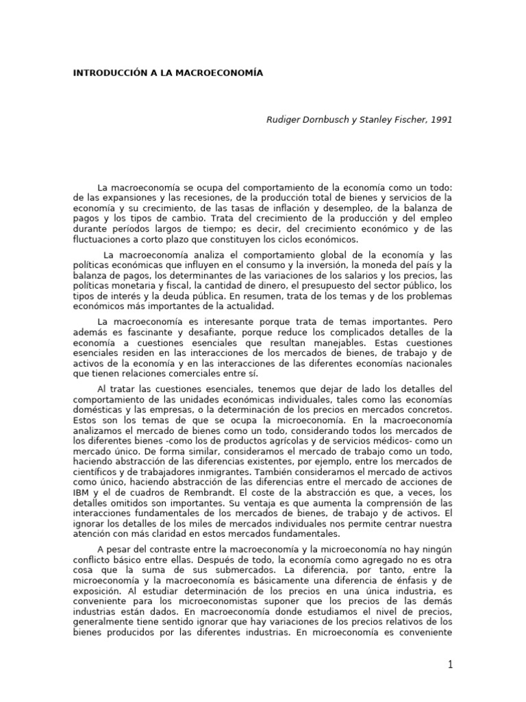 Introducción A La Macroeconomía | PDF