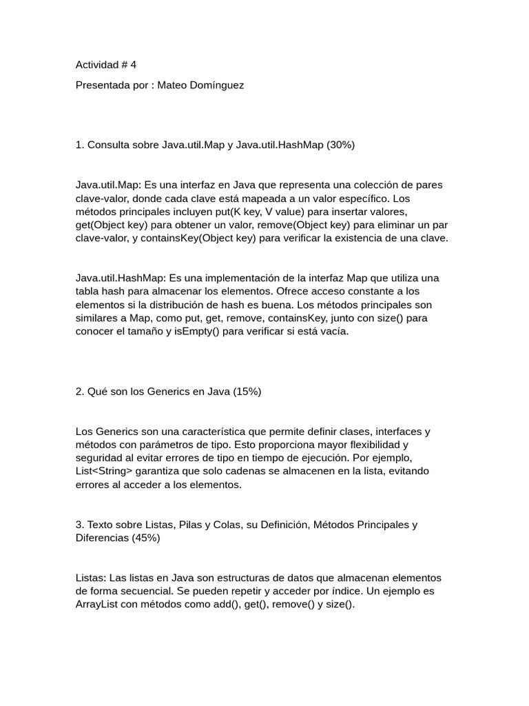 Actividad - Programación en Java | PDF | Java (lenguaje de programación) | Cola (tipo de datos ...