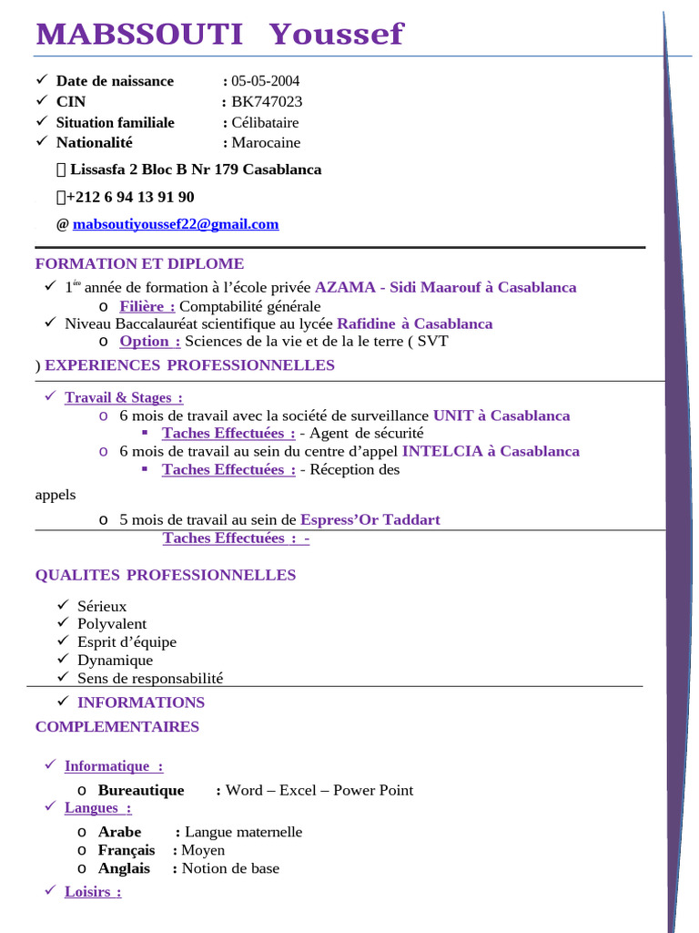 CV Mabssouti Youssef | PDF