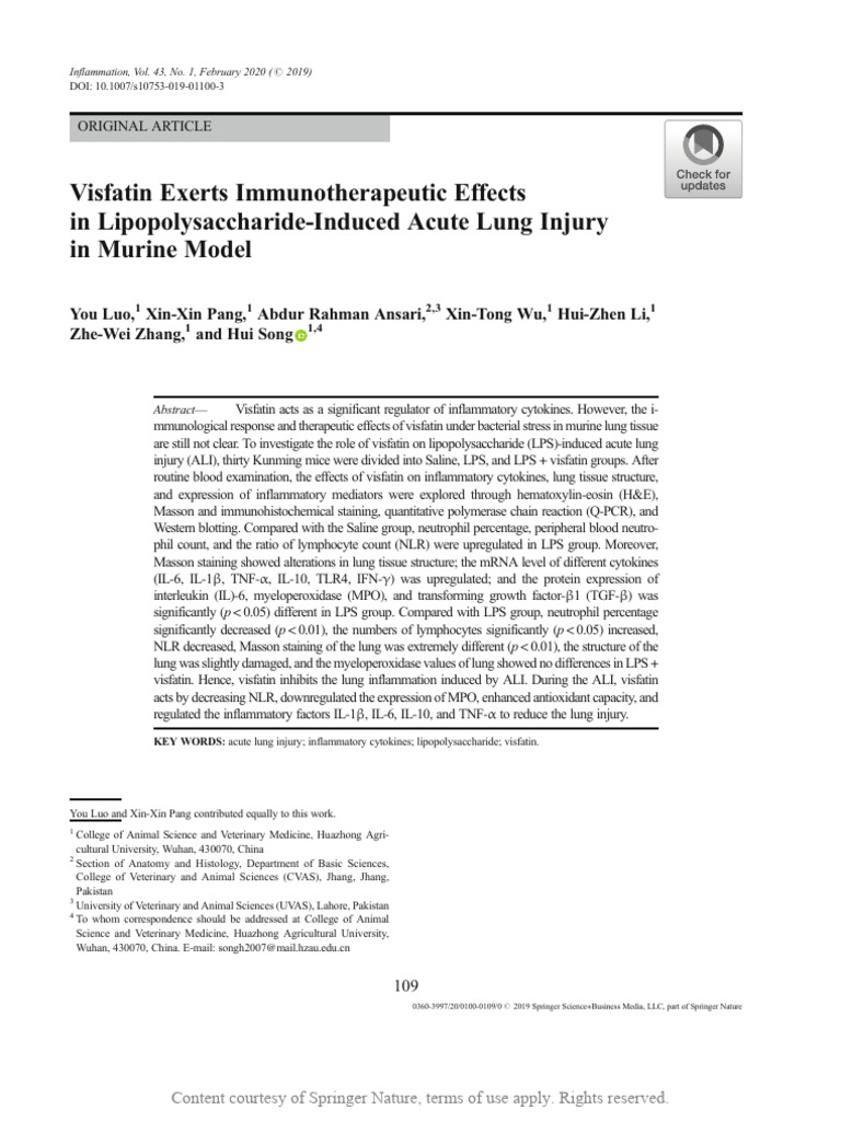 Visfatin Exerts Immunotherapeutic Effects in Lipop | PDF