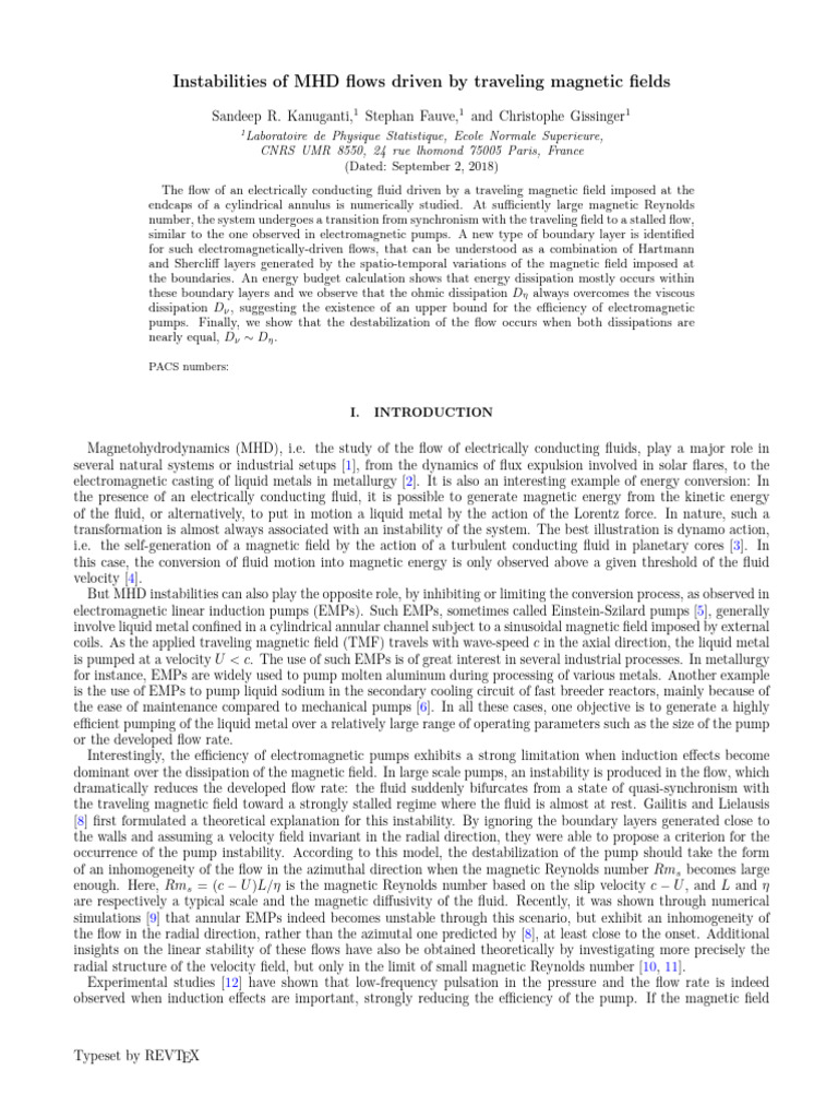 Instabilities of MHD Flows Driven by Traveling Magnetic Fields | PDF