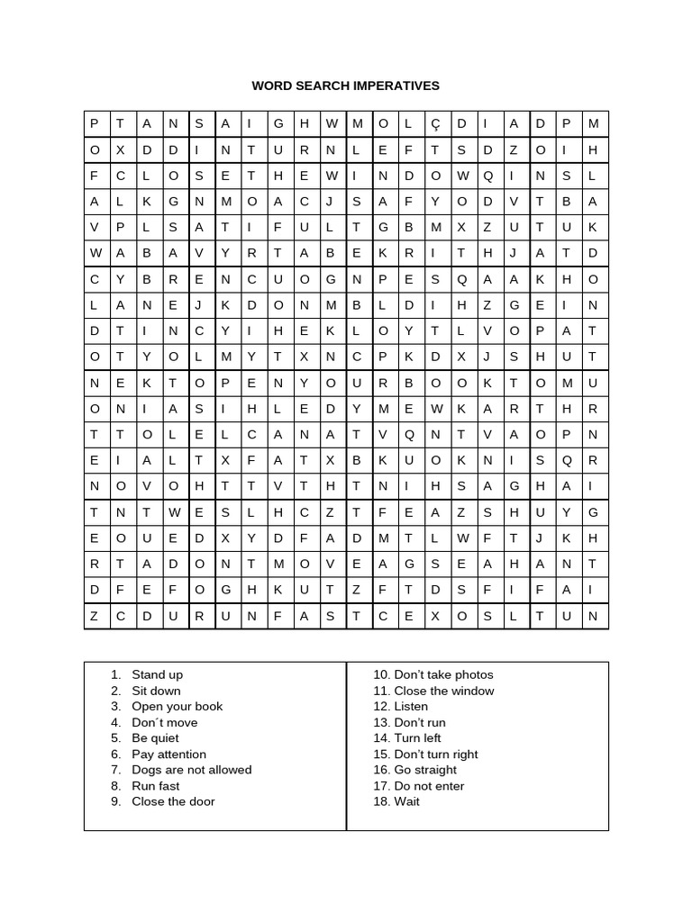 Word Search Imperatives | PDF