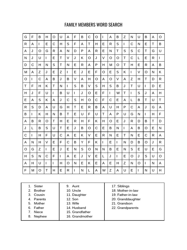 Family Members Word Search | PDF