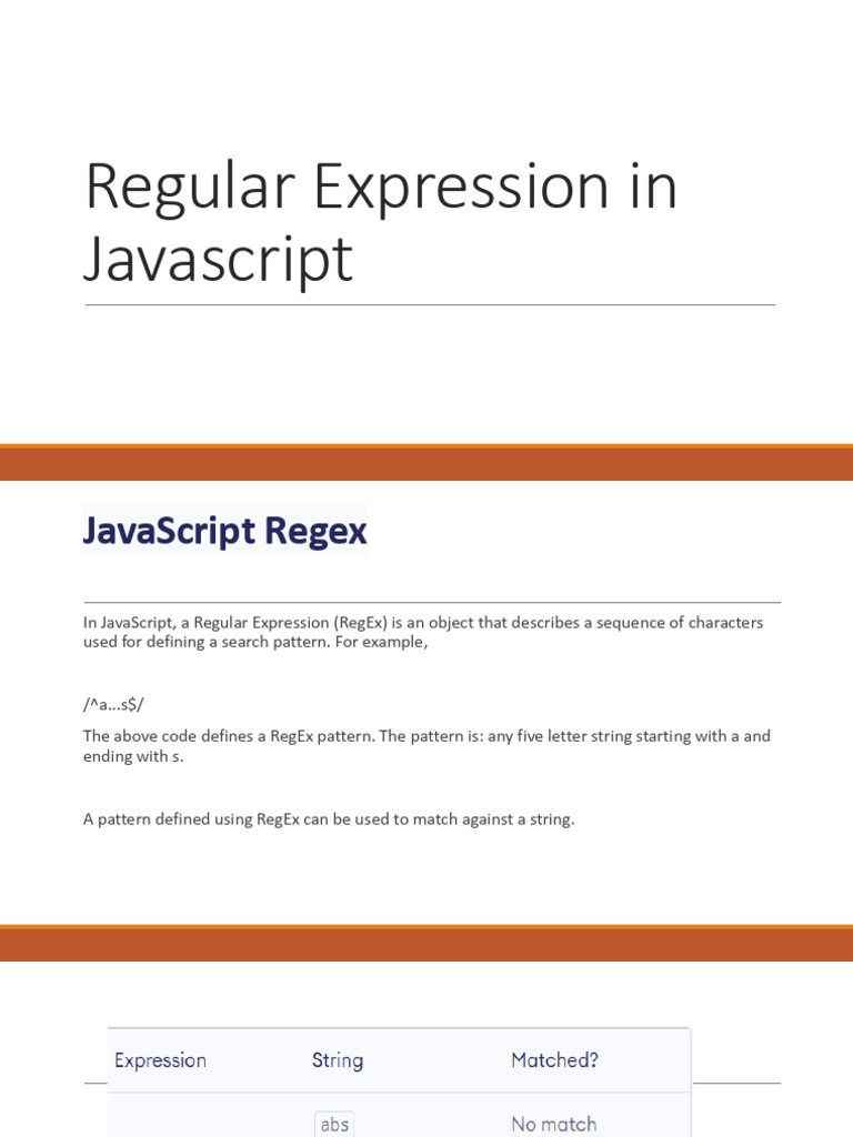 Regular Expression in Javascript | PDF