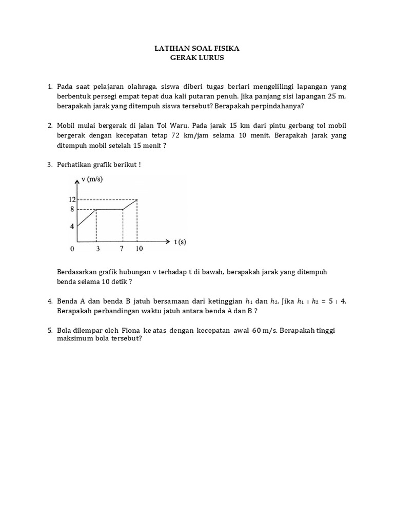 Latihan Soal Gerak Lurus 24 | PDF Latihan Soal Gerak Lurus 24 | PDF