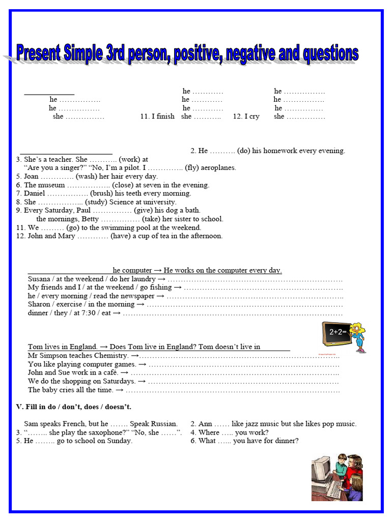 Present Simple 3rd Person | PDF