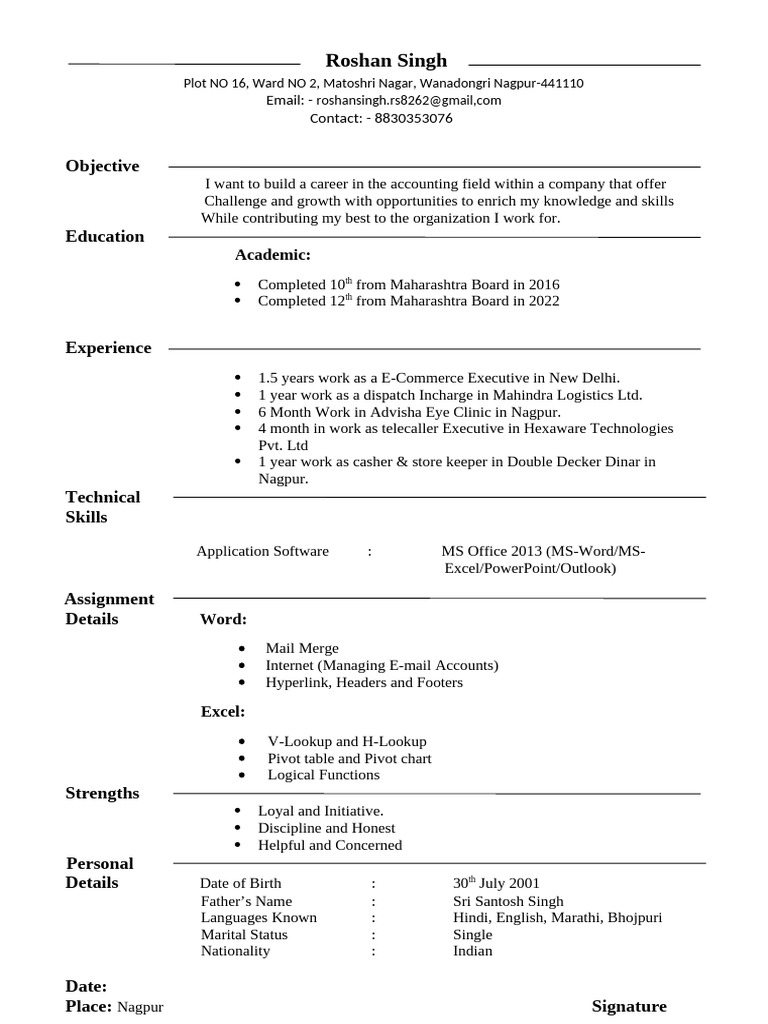 Resume Roshan 30 | PDF