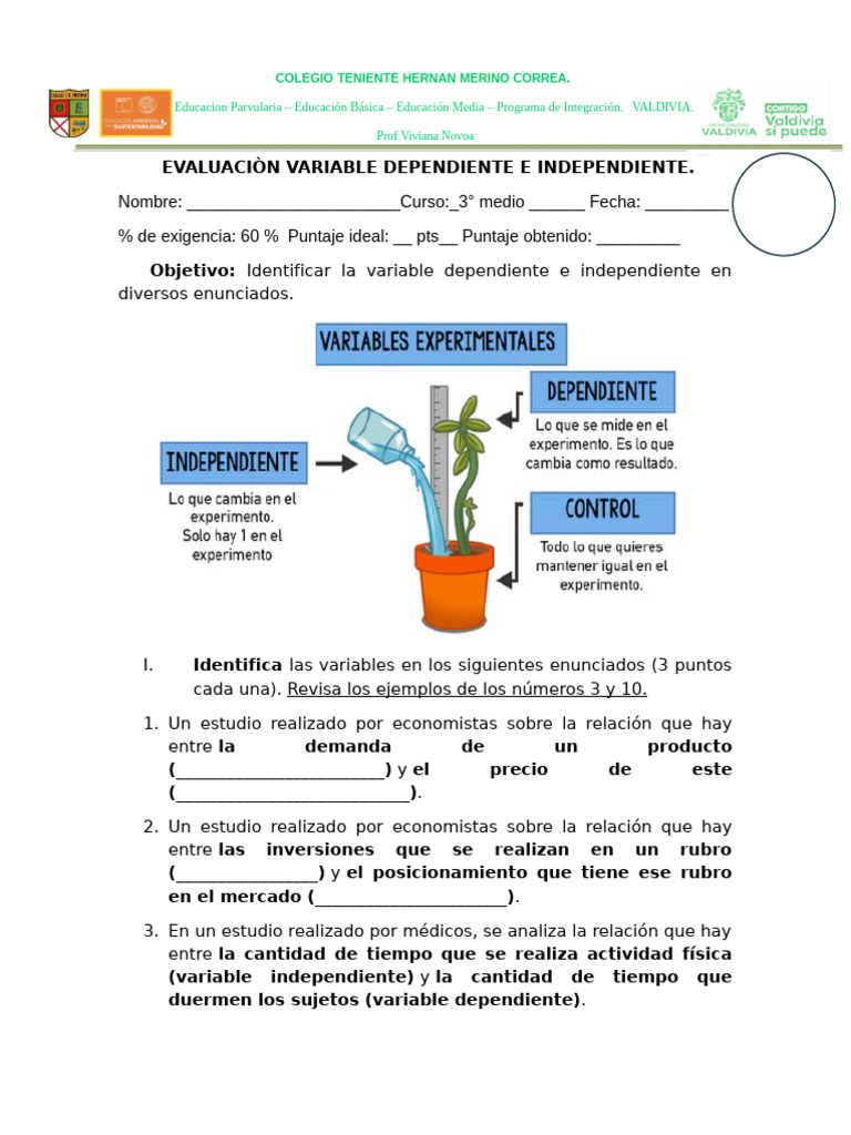 Variable Dependiente E Independiente Pdf 7456