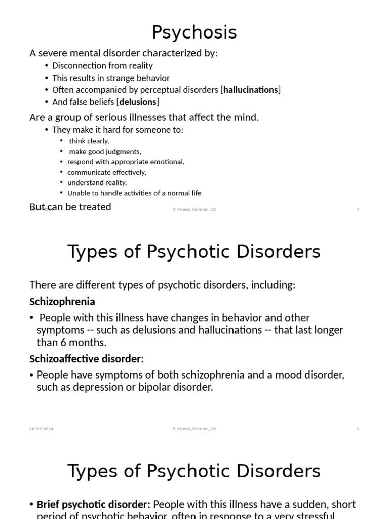 Psychosis - Hallucinations and Delusions - Nov - 21 | PDF | Psychosis ...