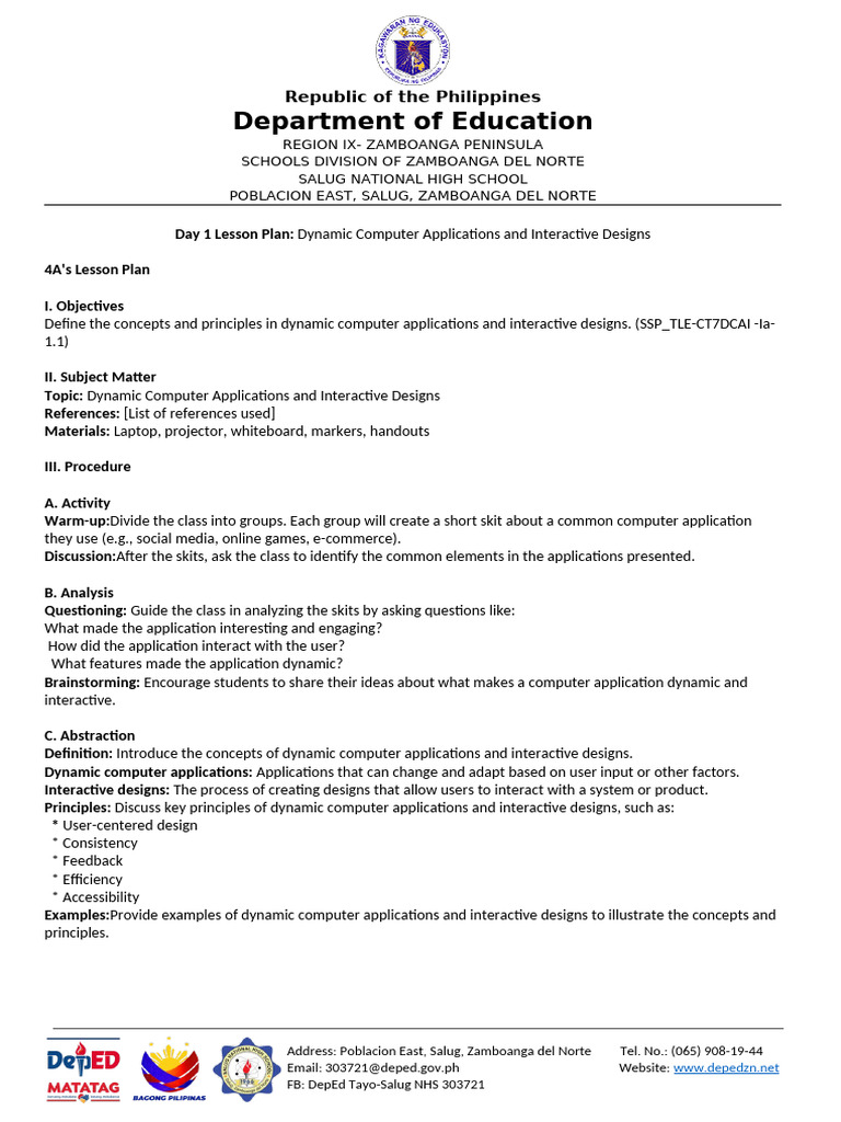 1st Quarter Lesson Plan g7 Creative Technology Lesson Plan | PDF