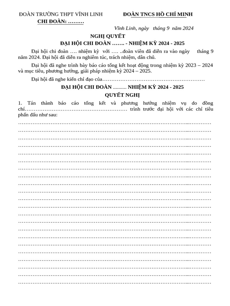Bien Ban Đhoi Lop Chi Doan | PDF