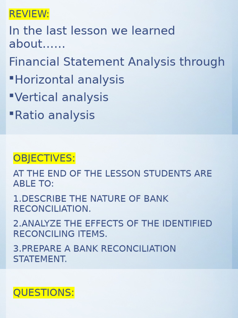 Bank Statement Documents and Reconciliation | PDF