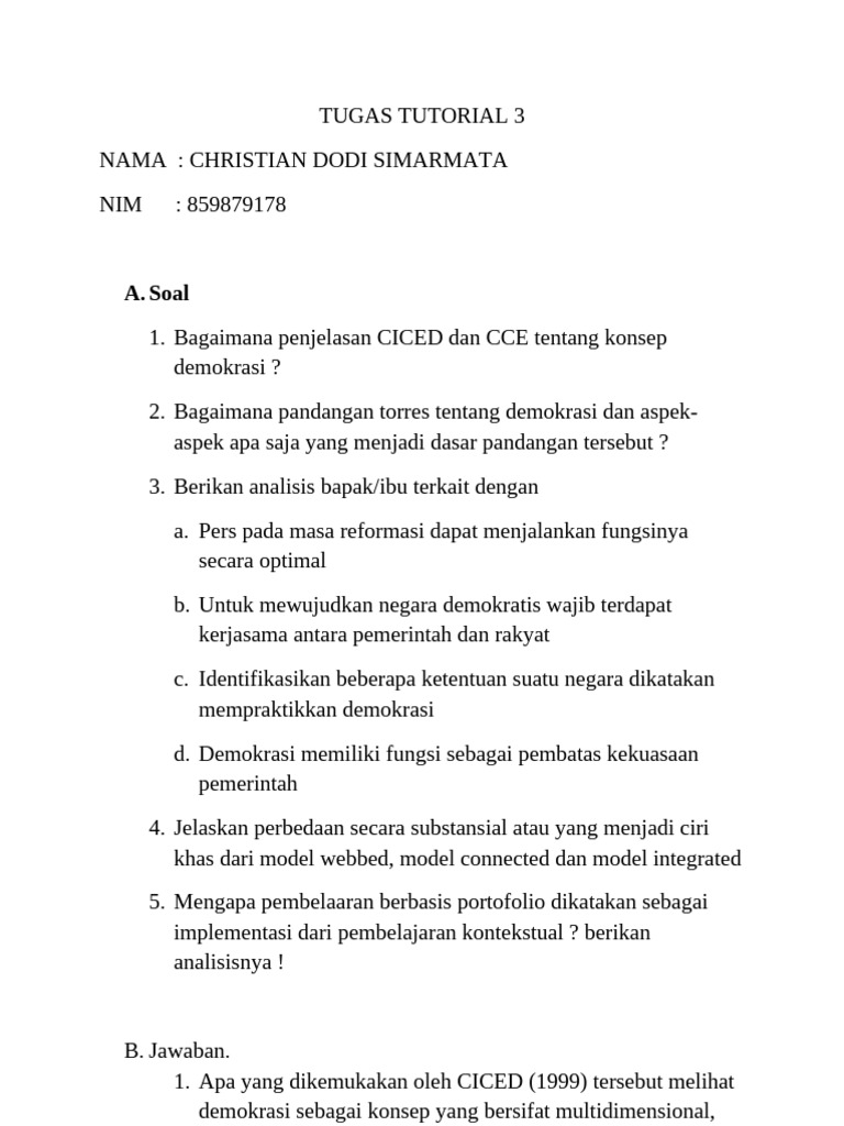 TUGAS TUTORIAL 3 PKN Di SD.120021 | PDF