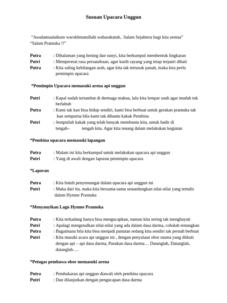 Susuan Upacara Unggun | PDF