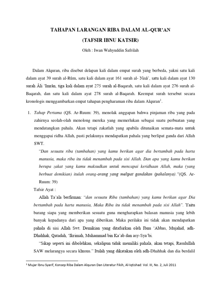 Tahapan Larangan Riba Dalam Al Quran Taf | PDF