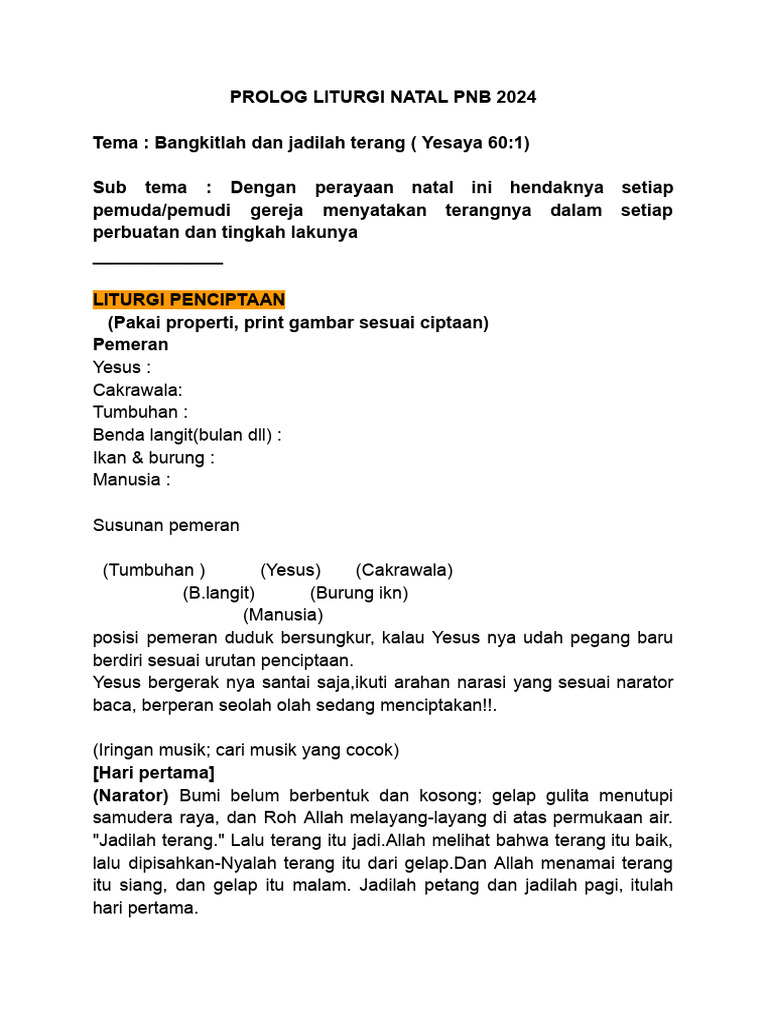 Prolog Liturgi Natal PNB 2024 | PDF