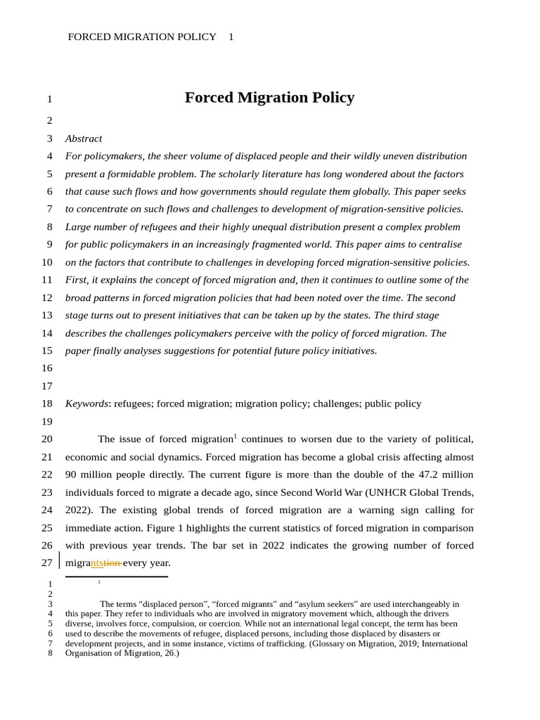 05 - Forced Migration Policy Challenges - JJPP - 23DEC23 | PDF | Human ...